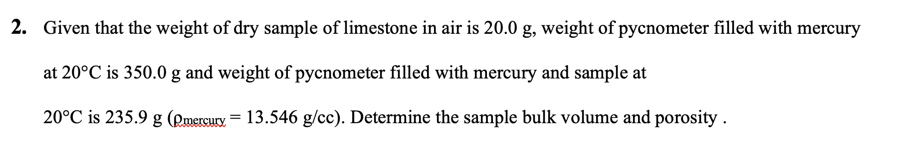 Specific Gravity Of Limestone