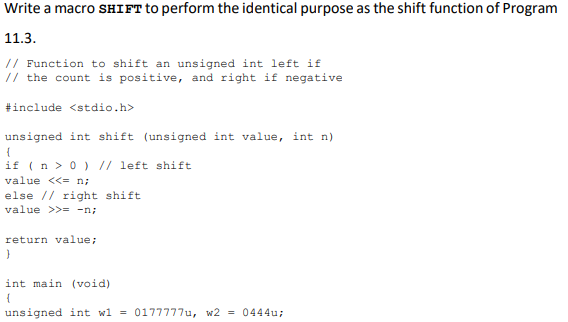 Solved Write a macro SHIFT to perform the identical purpose | Chegg.com