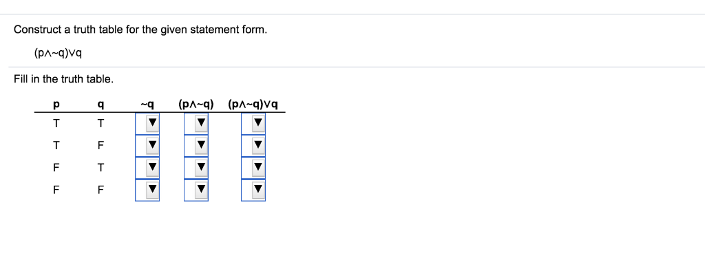 Solved Construct a truth table for the given statement form. | Chegg.com