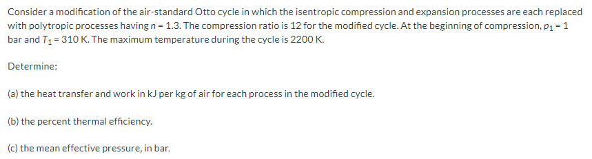 Solved Consider a modification of the air-standard Otto | Chegg.com