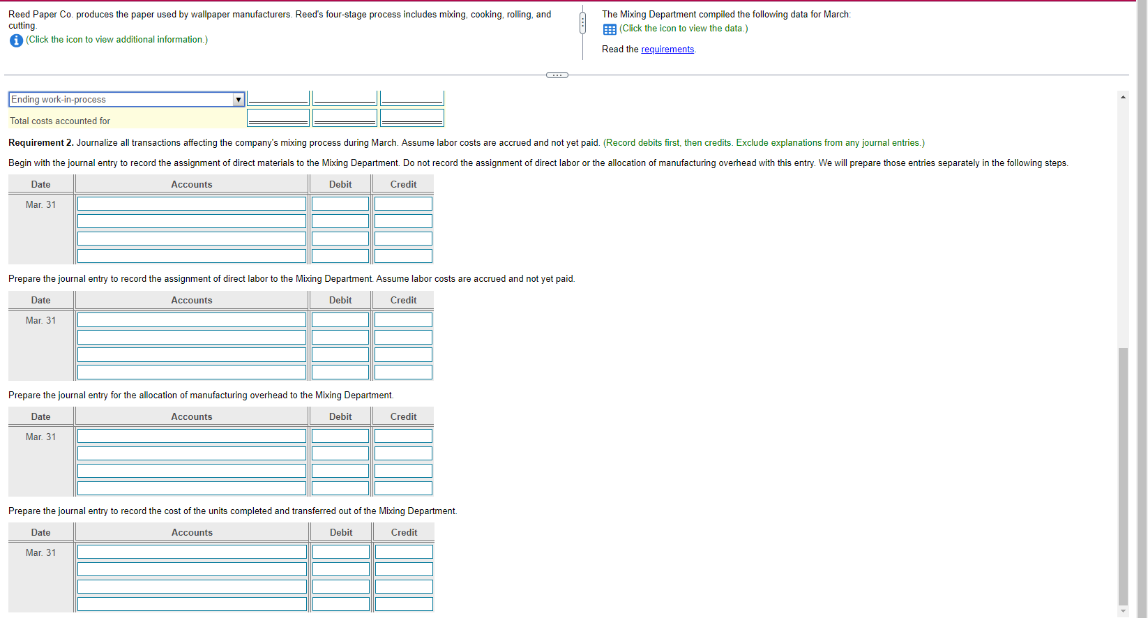 Solved Reed Paper Co. produces the paper used by wallpaper | Chegg.com