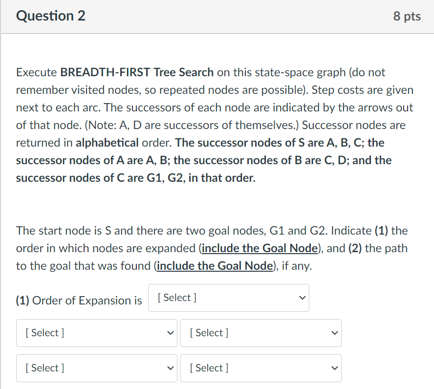 Solved Execute BREADTH-FIRST Tree Search on this state-space | Chegg.com