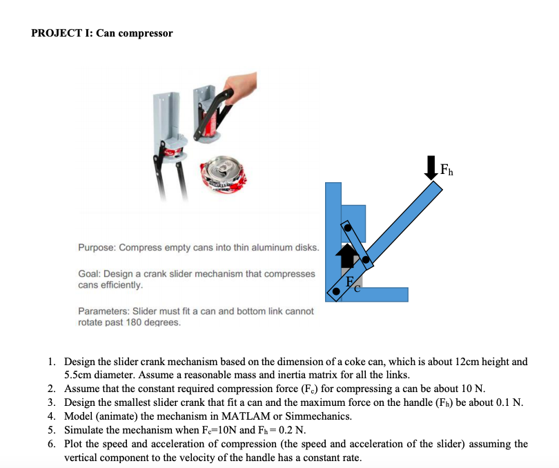 PROJECT I: Can compressor Purpose: Compress empty | Chegg.com