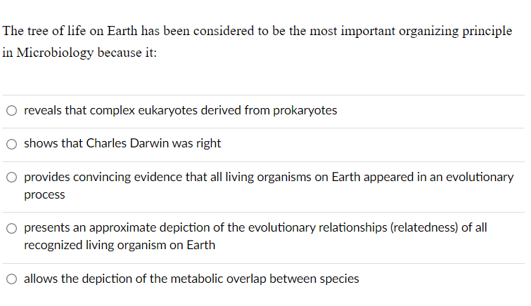 Solved The tree of life on Earth has been considered to be | Chegg.com