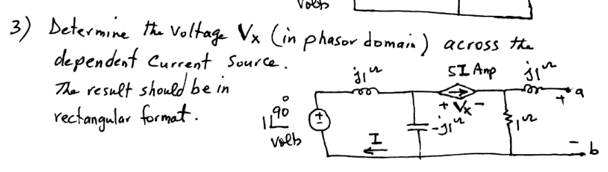 Solved 3) Determine the Voltage Vx (in phasor domain) across | Chegg.com
