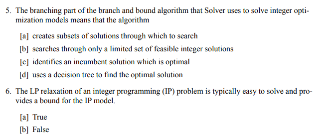 Solved 5. The branching part of the branch and bound | Chegg.com
