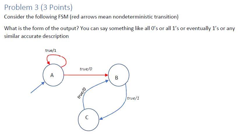 Solved Problem 3 (3 Points) Consider the following FSM (red | Chegg.com