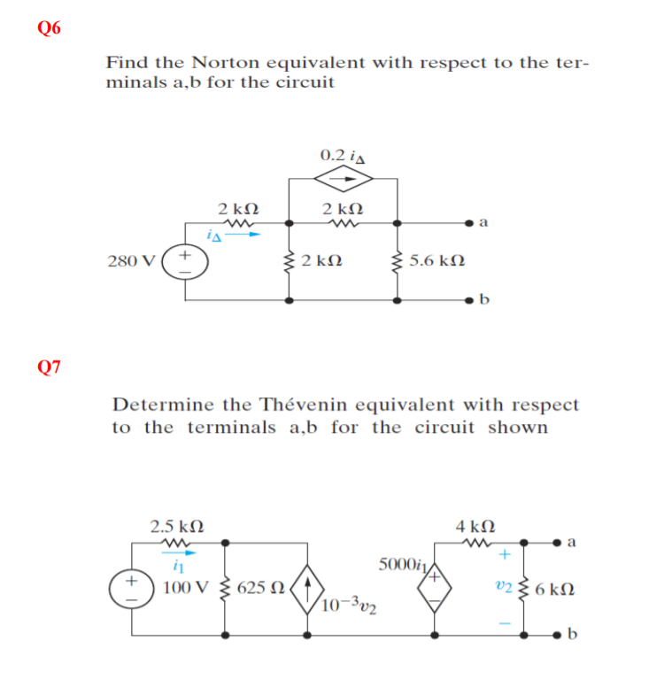 Solved Q6 Find the Norton equivalent with respect to the | Chegg.com