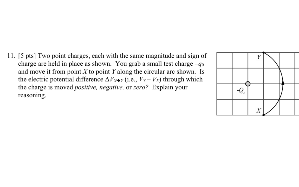 Solved 11. [5 pts] Two point charges, each with the same | Chegg.com