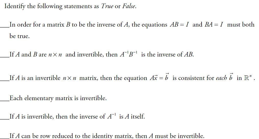 Solved Identify the following statements as True or False. | Chegg.com