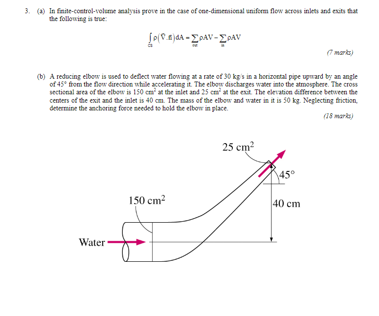 Solved 3. (a) In finite-control-volume analysis prove in the | Chegg.com