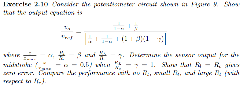 Solved Exercise 2.10 Consider the potentiometer circuit | Chegg.com