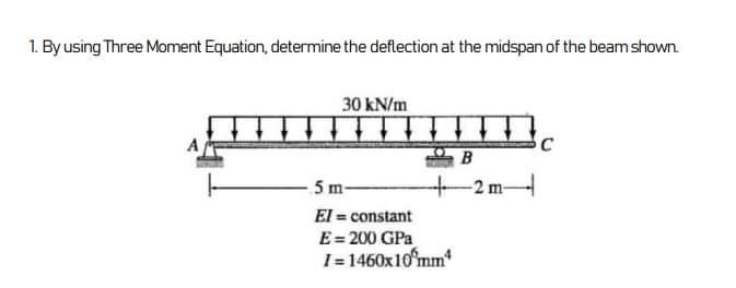 Solved 1. By using Three Moment Equation, determine the | Chegg.com