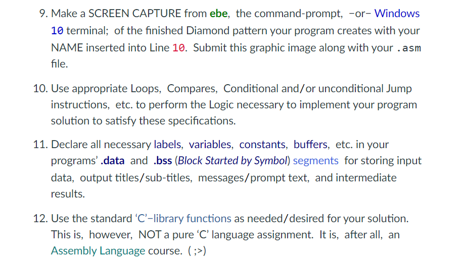 x64 Windows Assembly Language DIAMOND NAME PROGRAM | Chegg.com