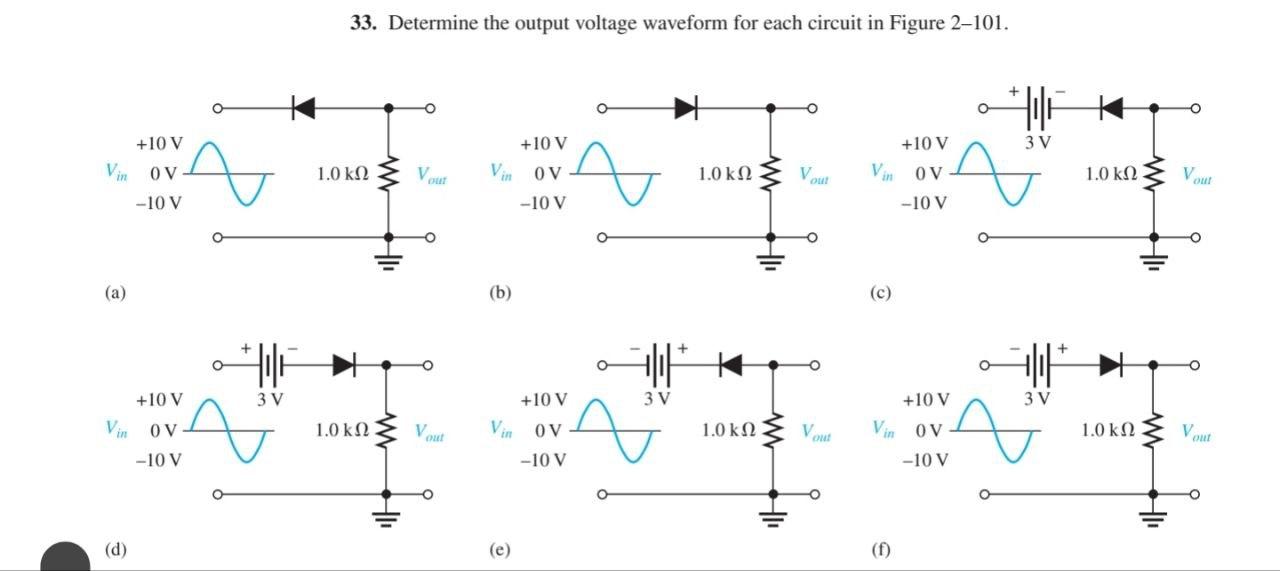 Solved 33. Determine the output voltage waveform for each | Chegg.com