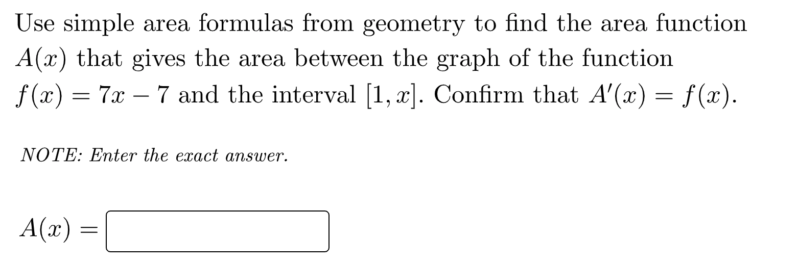 Solved Use simple area formulas from geometry to find the | Chegg.com