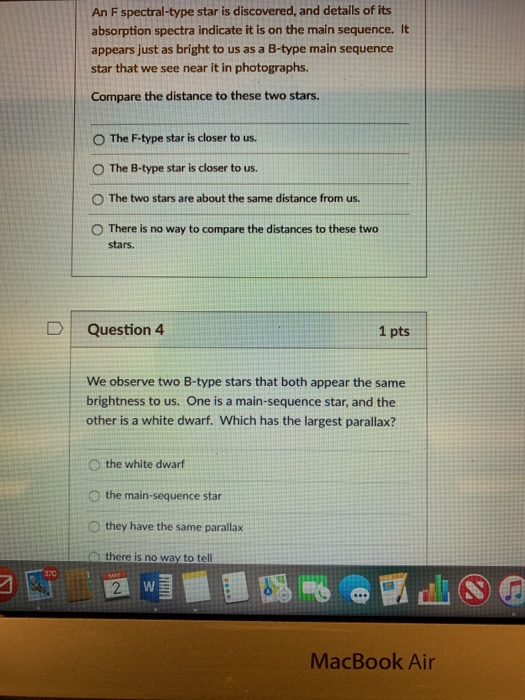 Solved An F spectral-type star is discovered, and details of | Chegg.com