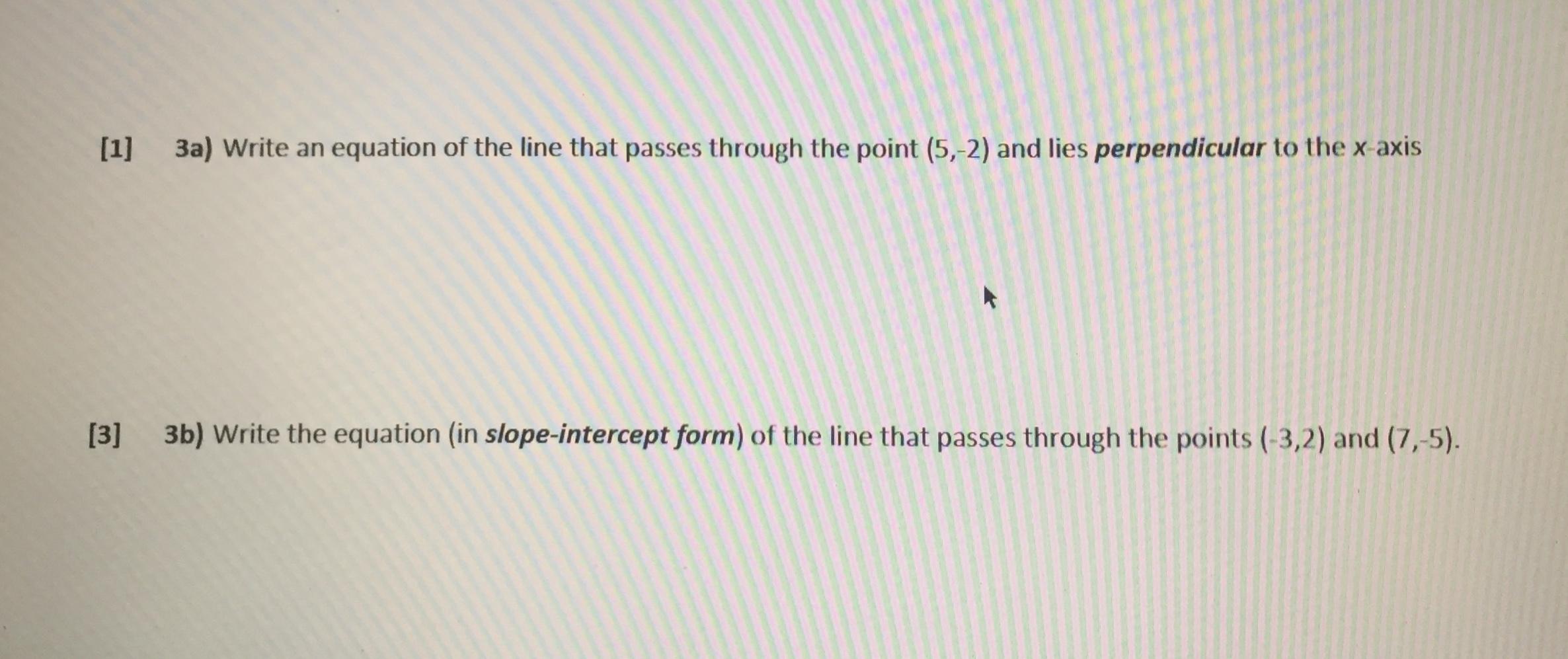 Solved (1) 3a) Write an equation of the line that passes | Chegg.com
