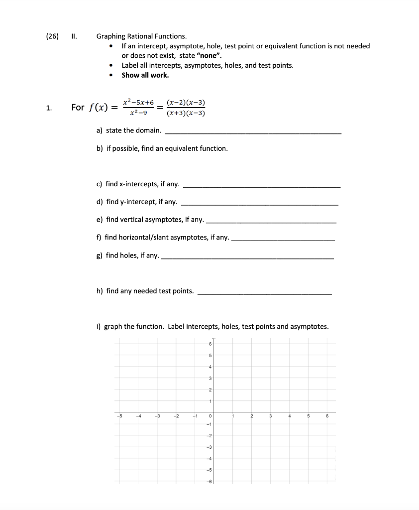 Solved (26) II. Graphing Rational Functions. - If an | Chegg.com