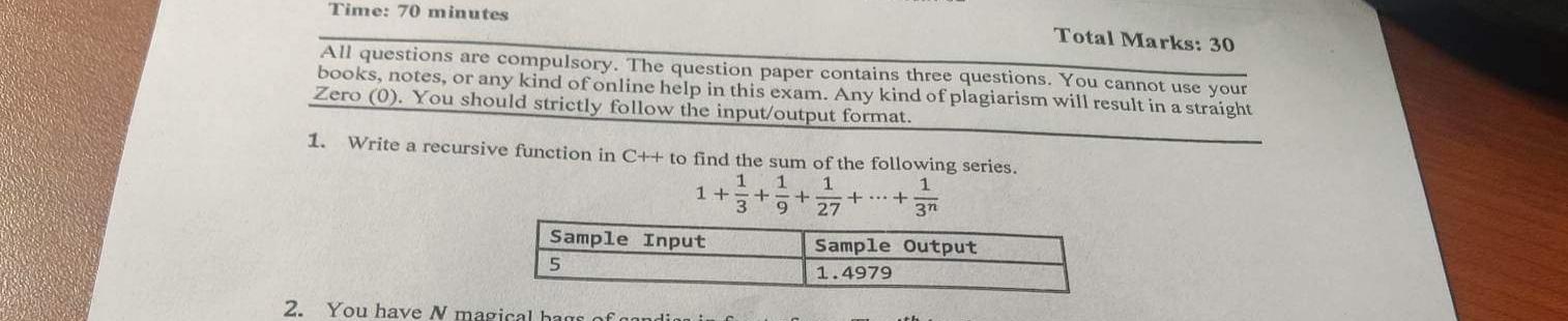 Solved Total Marks: 30 All questions are compulsory. The | Chegg.com