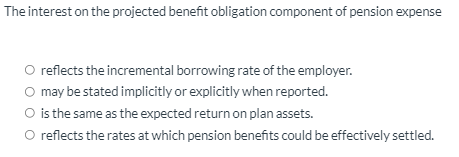 Solved The interest on the projected benefit obligation | Chegg.com