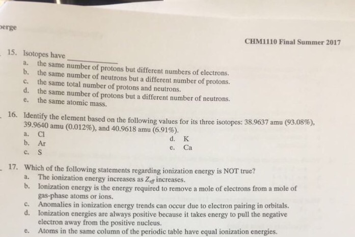 Solved Isotopes have _____ a. the same number of protons | Chegg.com