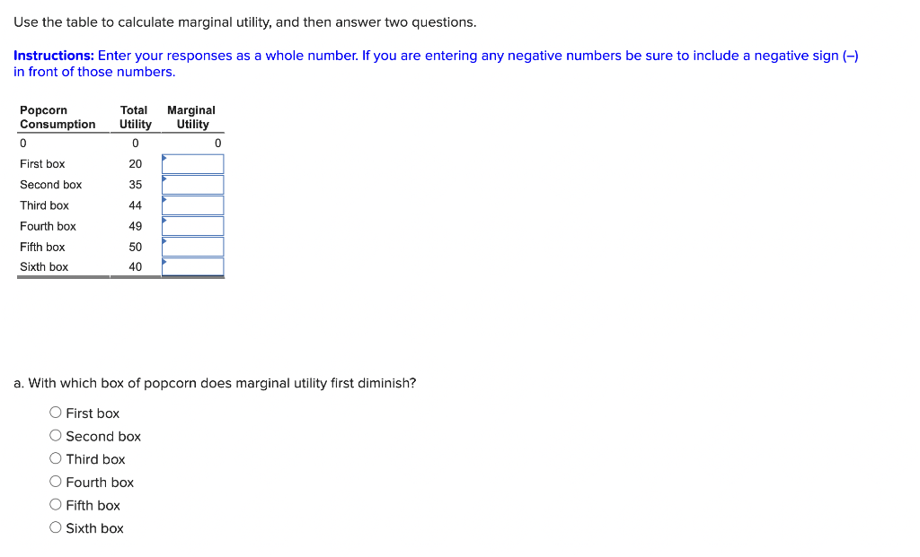 Solved Use the table to calculate marginal utility, and then | Chegg.com