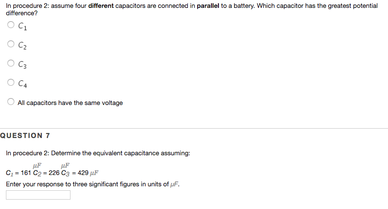 Solved In procedure 2: assume four different capacitors are | Chegg.com