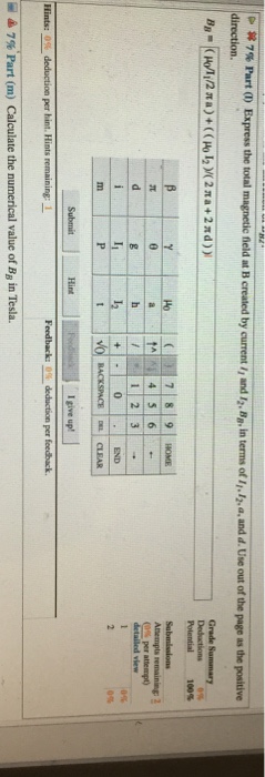 Solved (8%) Problem 10: Consider two long wires with current | Chegg.com