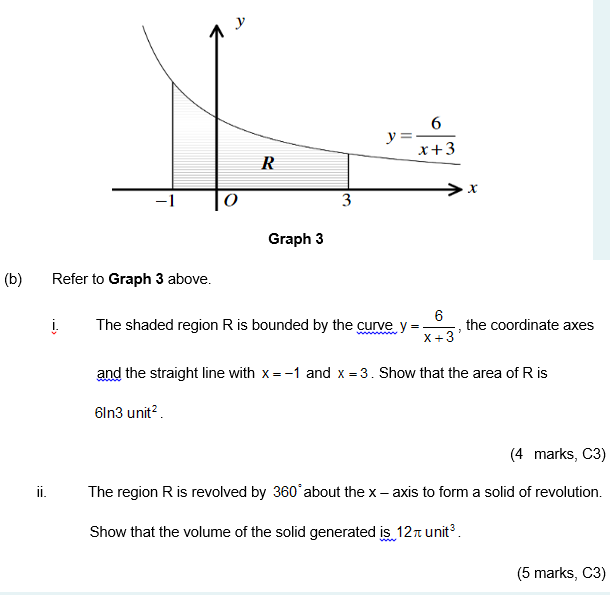 Solved y 6 y = x+3 R -1 0 3 Graph 3 (b) Refer to Graph 3 | Chegg.com