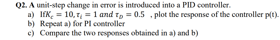 Solved Q2. A unit-step change in error is introduced into a | Chegg.com