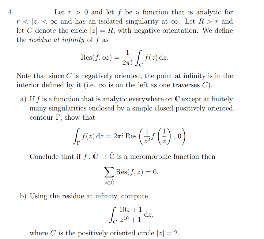 Solved Let r>0 and let f be a function that is analytic for | Chegg.com