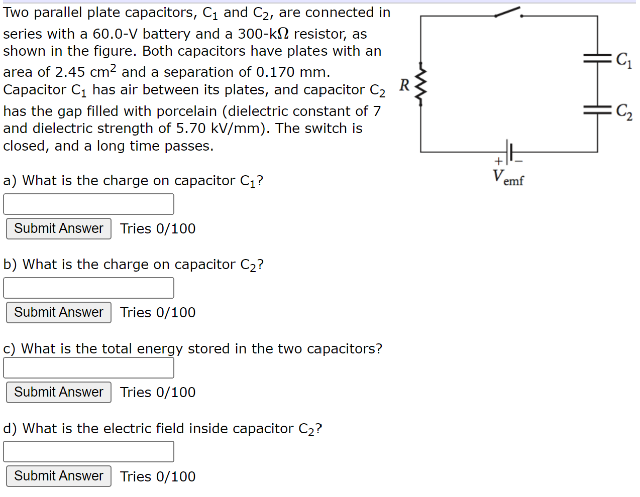 Solved Two Parallel Plate Capacitors C1 And C2 Are