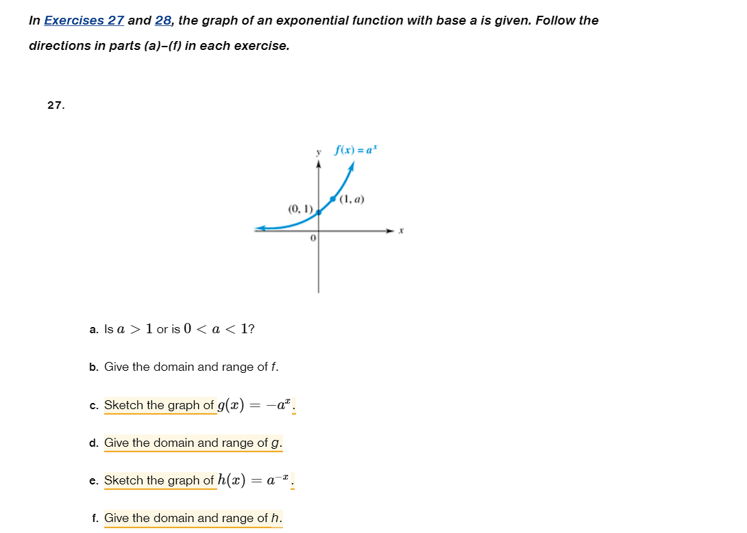 Solved In Exercises 27 and 28, the graph of an exponential | Chegg.com
