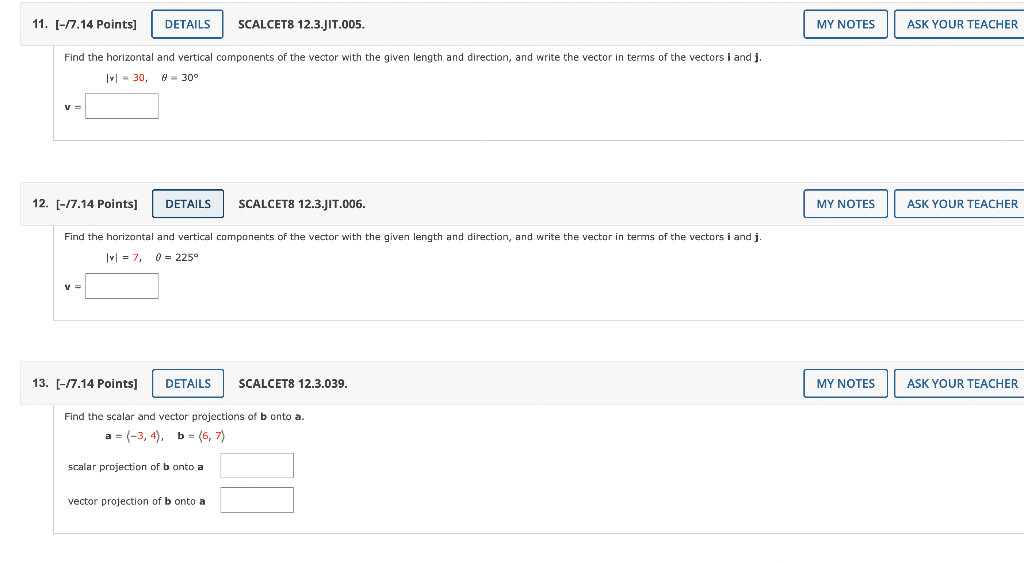 Solved 11. [-17.14 Points] DETAILS SCALCET8 12.3.JIT.005. MY | Chegg.com