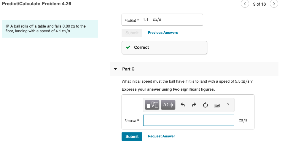 Solved Predict/Calculate Problem 4.26 9 of 18 > Vinitial- | Chegg.com