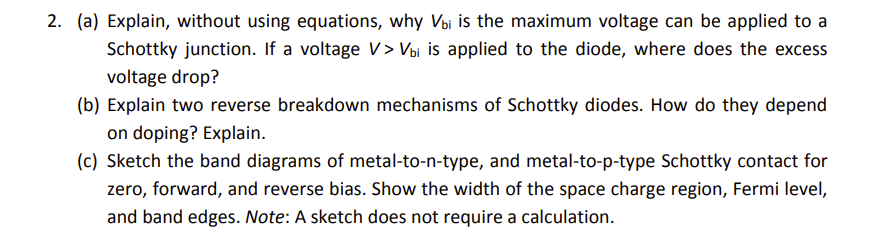 Solved 2. (a) Explain, without using equations, why Vbi is | Chegg.com