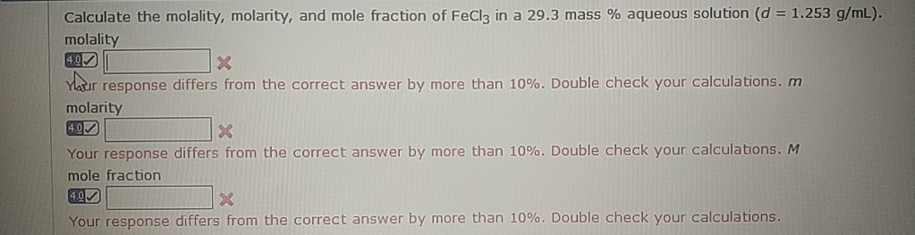 Solved 1.253 g/mL). Calculate the molality, molarity, and | Chegg.com