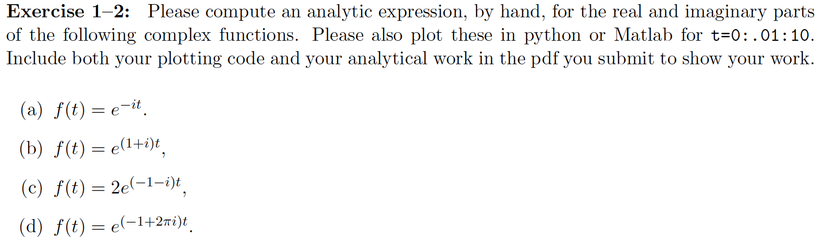 Solved Exercise 1-2: Please compute an analytic expression, | Chegg.com