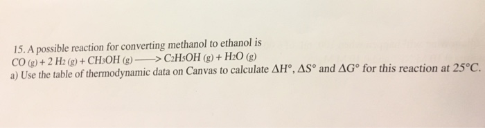 Solved 15. A possible reaction for converting methanol to | Chegg.com