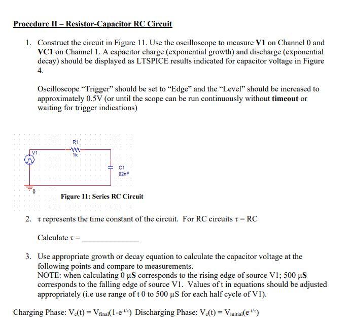 Procedure II - Resistor-Capacitor RC Circuit 1. | Chegg.com