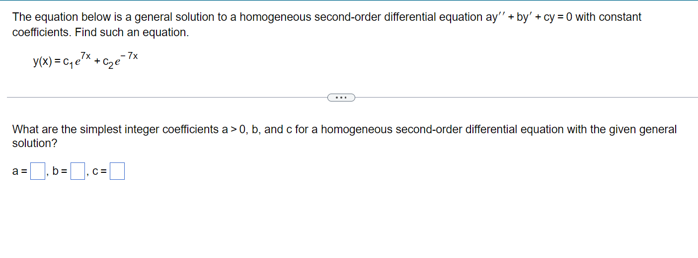 Solved The equation below is a general solution to a | Chegg.com
