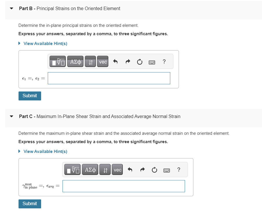 Solved The state of plane strain on a differential element | Chegg.com