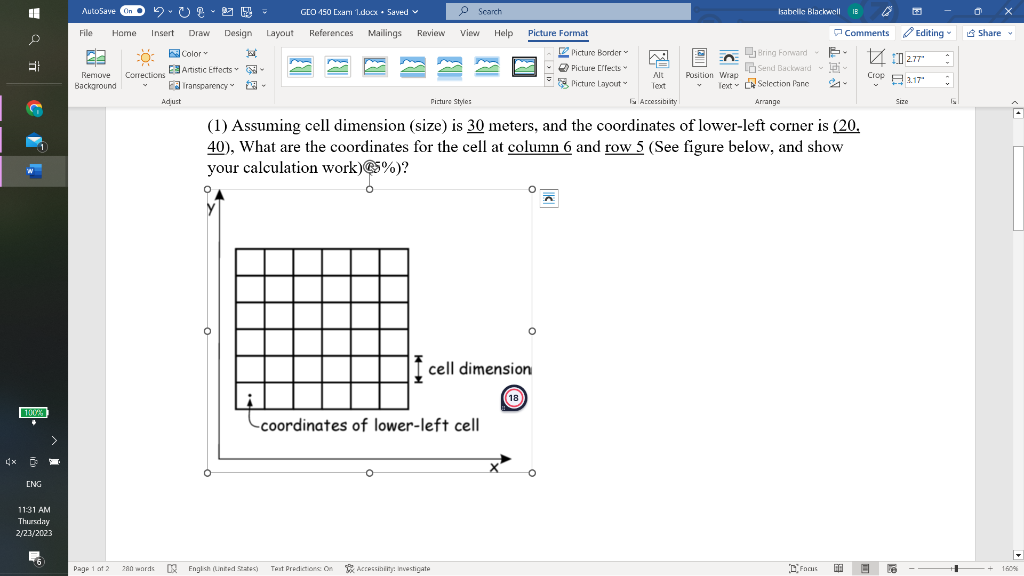 Solved (1) Assuming cell dimension (size) is 30 meters, and | Chegg.com