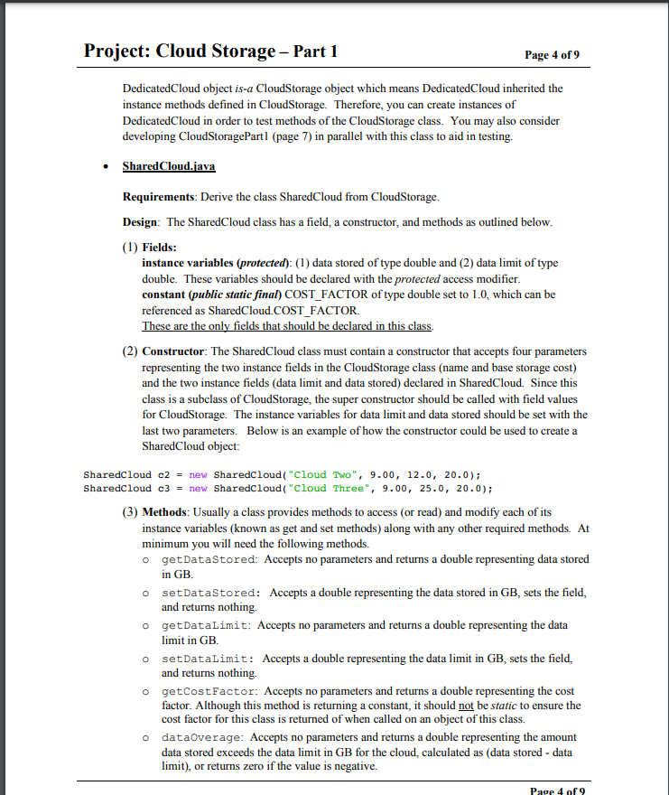 Solved Project: Cloud Storage - Part 1 Page 1 of 9 | Chegg.com