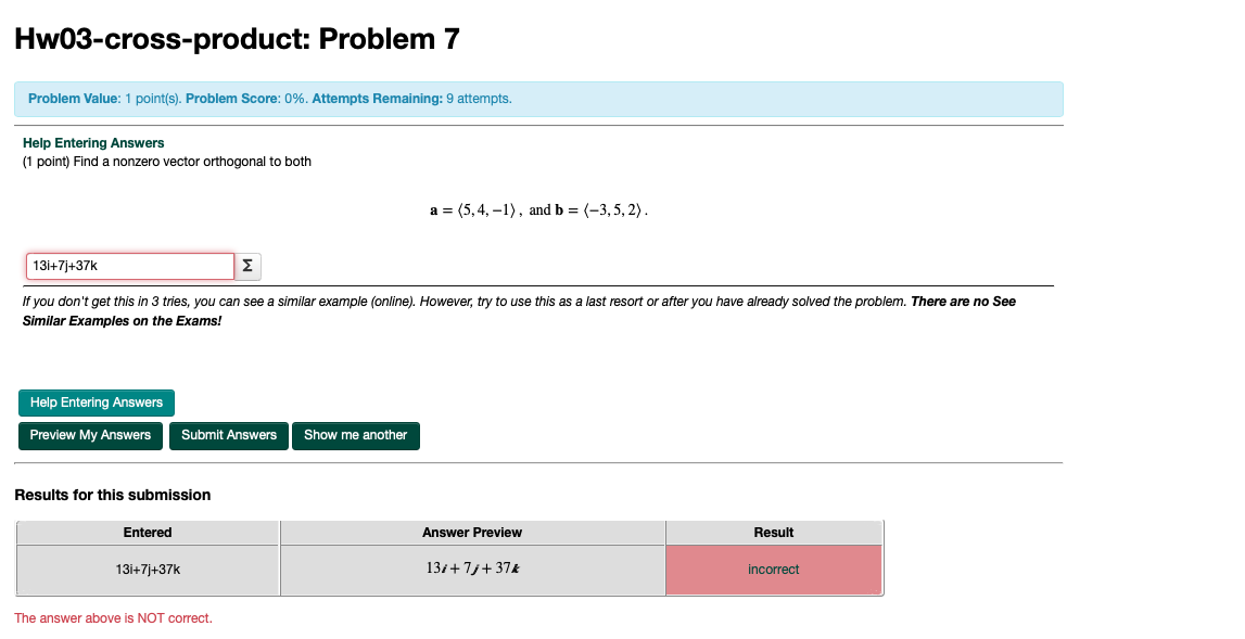 Solved Hw03-cross-product: Problem 7 Problem Value: 1 | Chegg.com