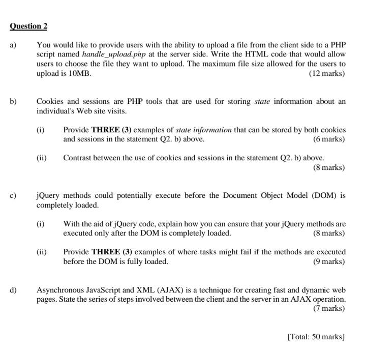 Solved Question 2 a) You would like to provide users with | Chegg.com