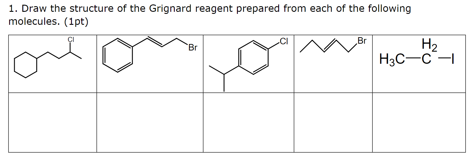 Solved 1. Draw the structure of the Grignard reagent | Chegg.com