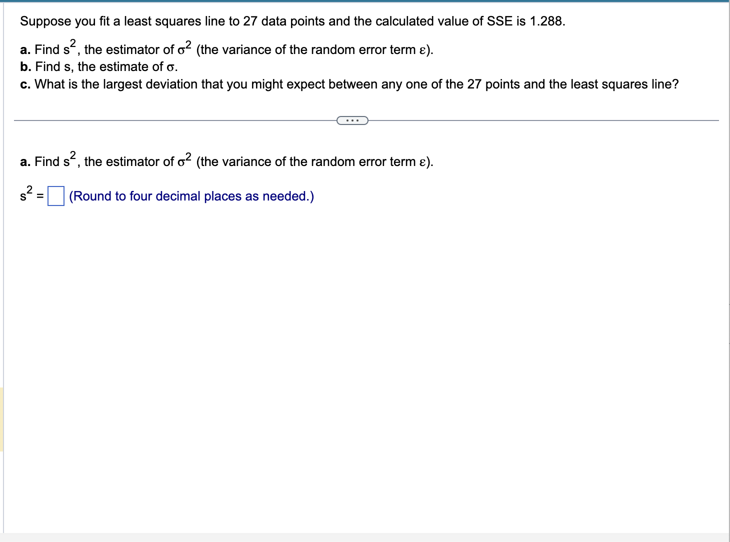 Solved Suppose you fit a least squares line to 27 data | Chegg.com