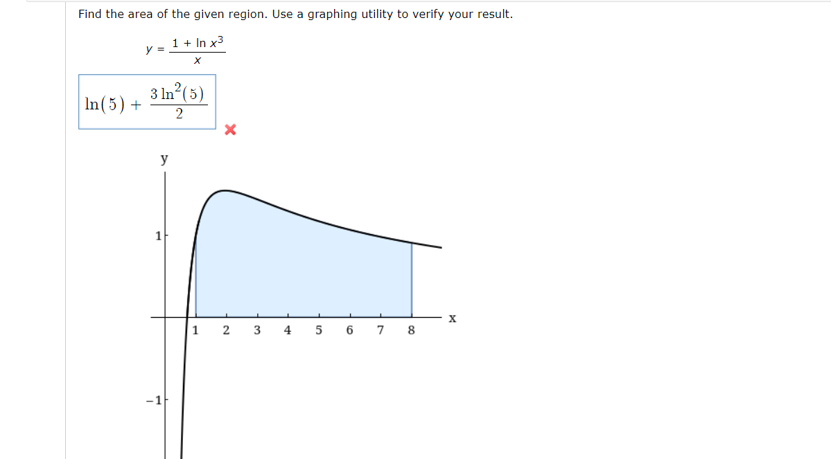 Solved Find the area of the given region. Use a graphing | Chegg.com